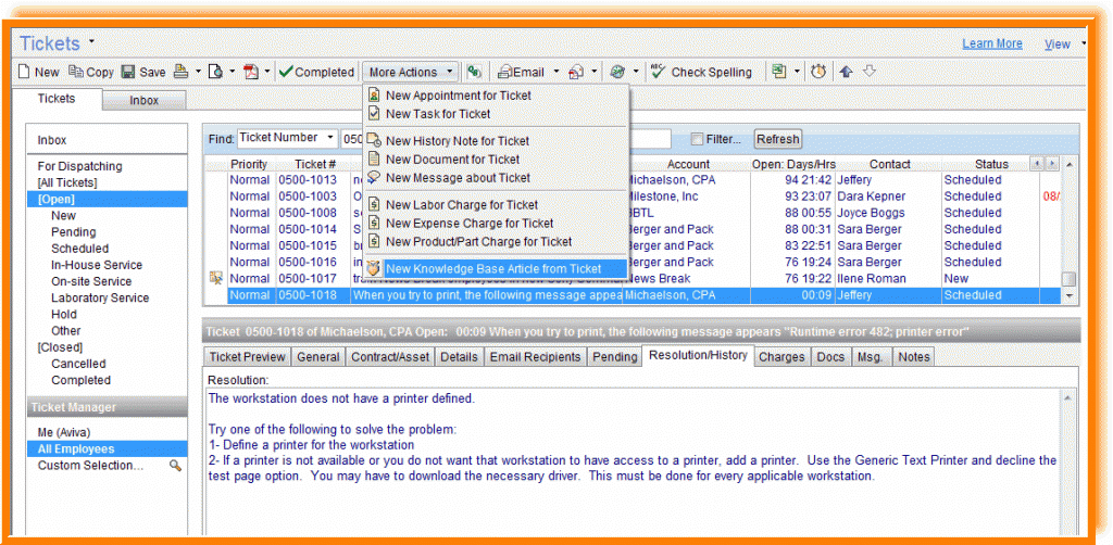 Creating Knowledge Base Articles from Tickets
